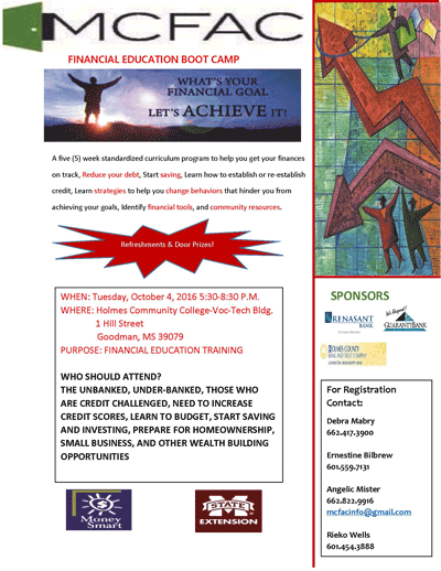 Financial education boot camp set for Oct. 4 - News @ HolmesCC